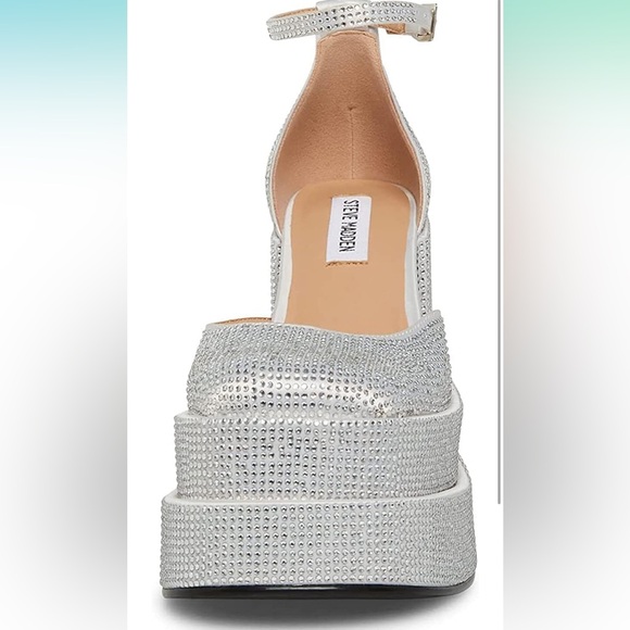 Steve Madden | Shoes | Steve Madden Charlize Silver Rhinestone Platform ...